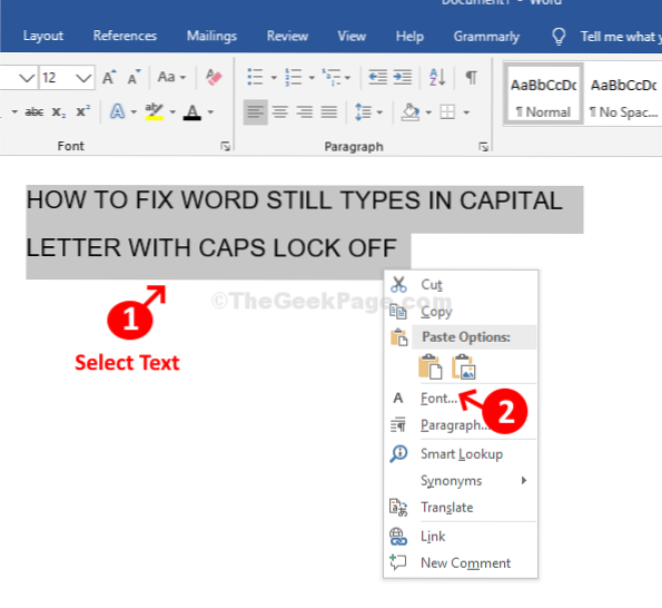 Caps Lock OFF But MS Word Still Types In Capital Letters Fixed